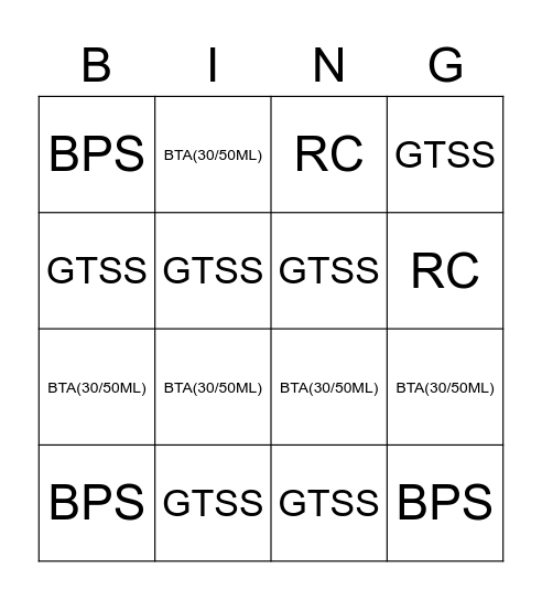 Engine Bingo Card