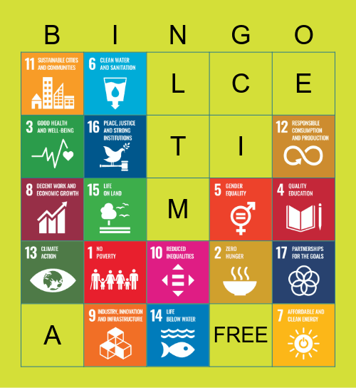 SDG GOALS BINGO Card
