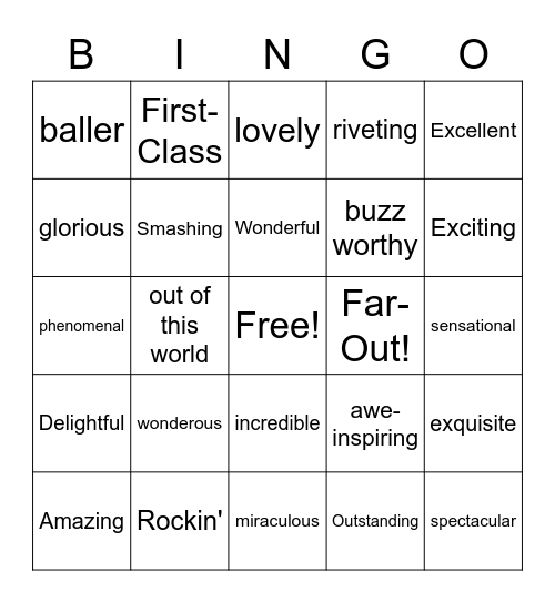 POWER WORD BINGO Card