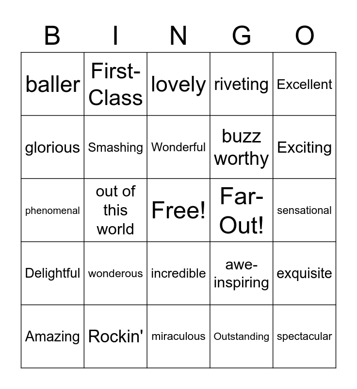 POWER WORD BINGO Card