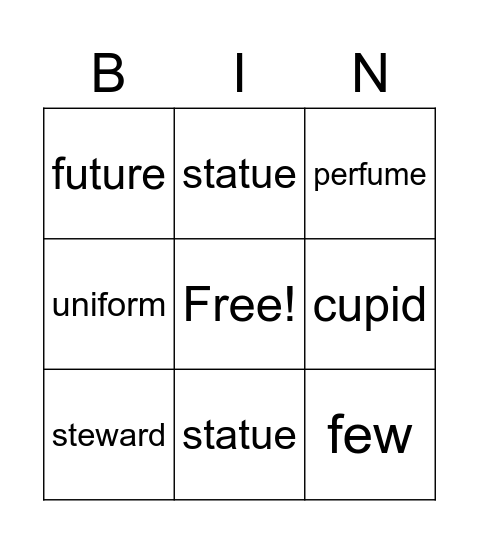 long u Bingo Card