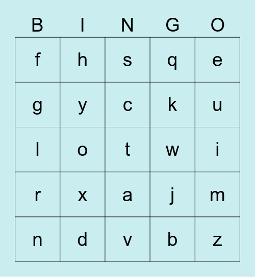 Alphabet Bubble Bingo Card