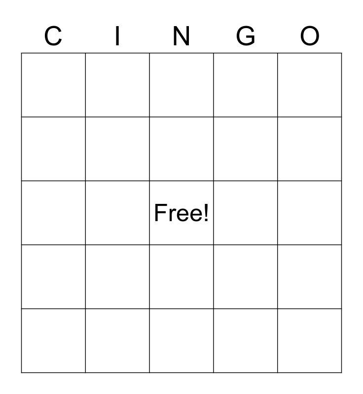 Weekend Cases BINGO Card