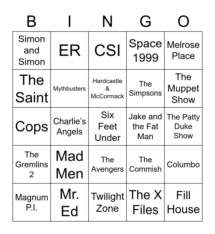 Bingo 200-Theme Songs Bingo Card