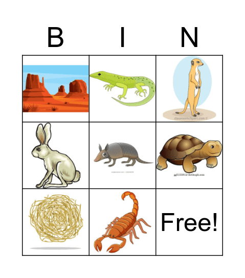Desert Bingo Card