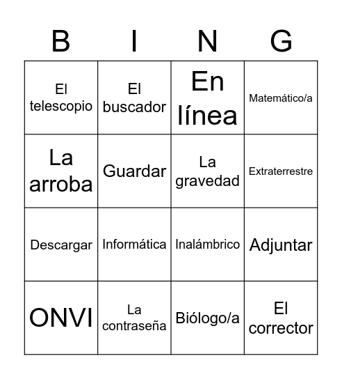 Ciencia y tecnología Bingo Card