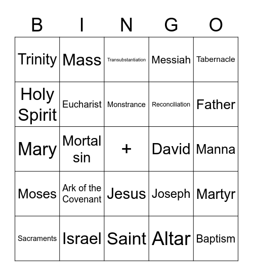 Catholic Bingo Card