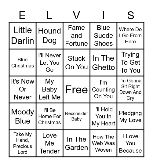 ELVIS BINGO Card