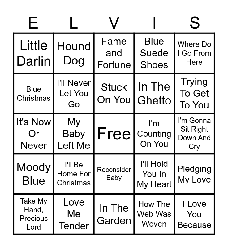ELVIS BINGO Card