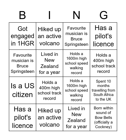GEP Away Day Bingo Card