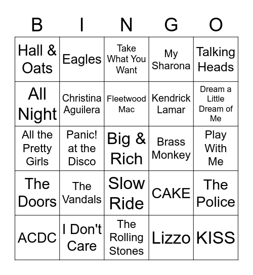 Music Bingo Card