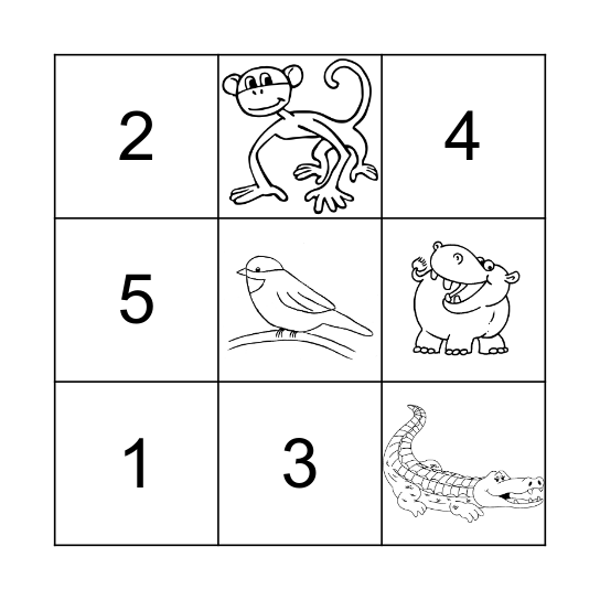 1, 2, 3 TO THE ZOO_Game Card 1 Bingo Card