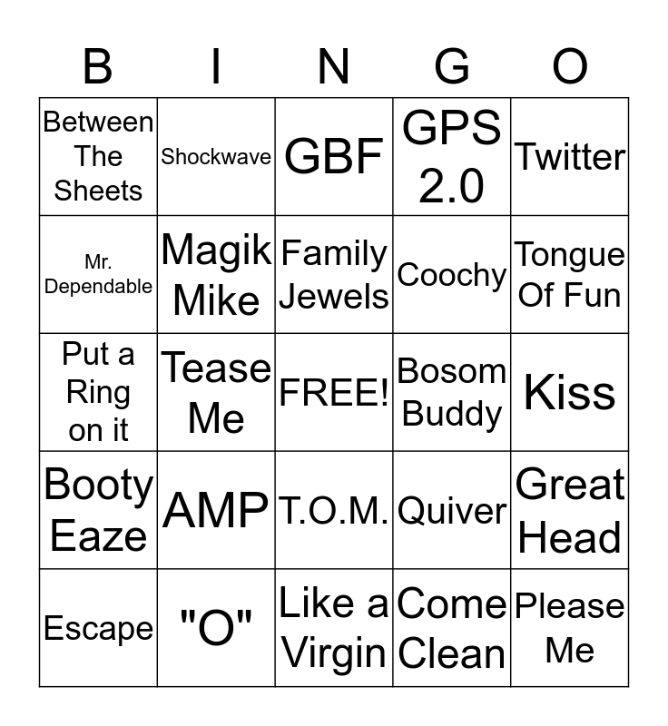 Pure Romance Bingo Card