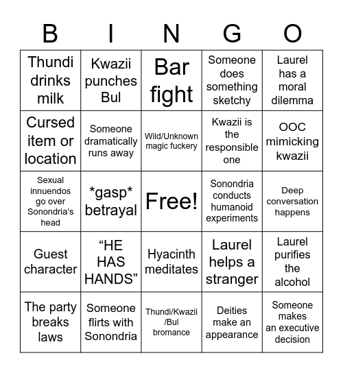 Polovina Bingo Card
