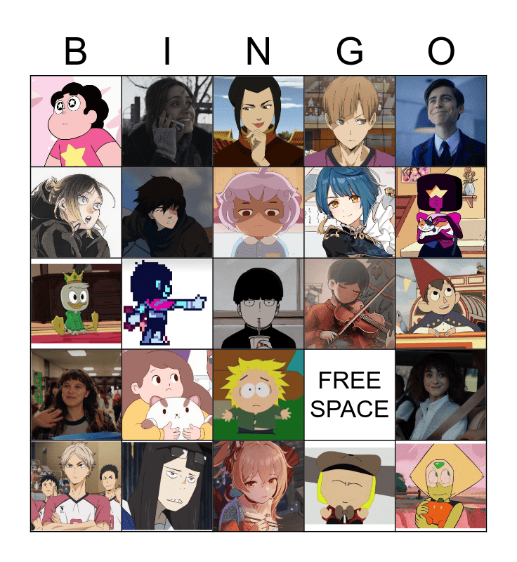Favorite Character Bingo Card