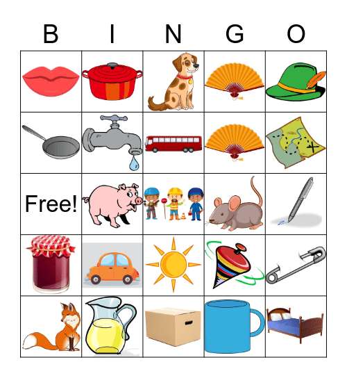 CVC words Bingo Card