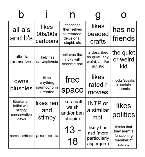 how relatable we are bingo Card
