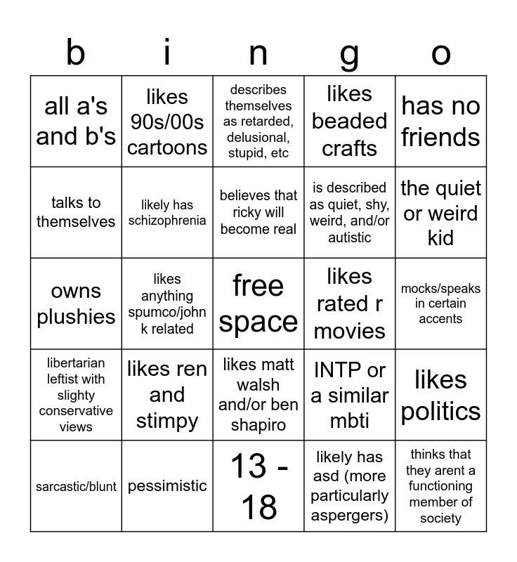 how relatable we are bingo Card