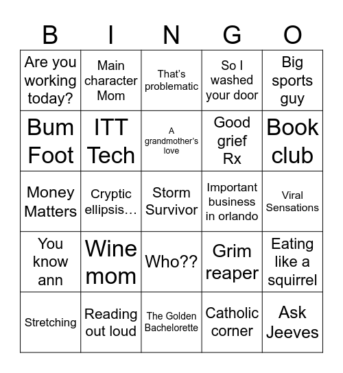 MOMGO Bingo Card