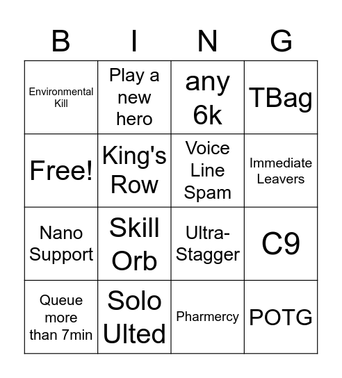 OW Bingo Card