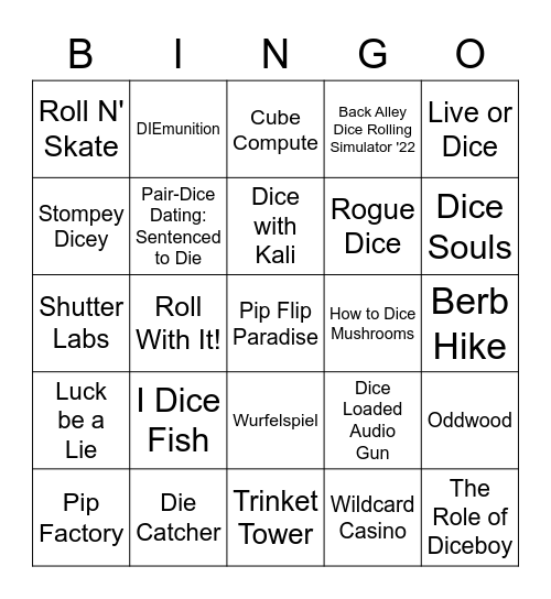 GMTK Game Jam 2022 Bingo Card