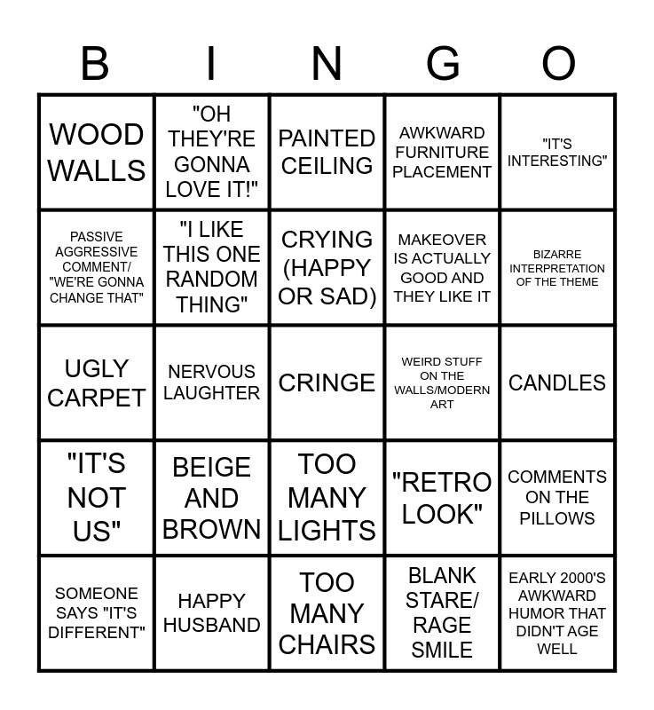 TRADING SPACES BINGO Card