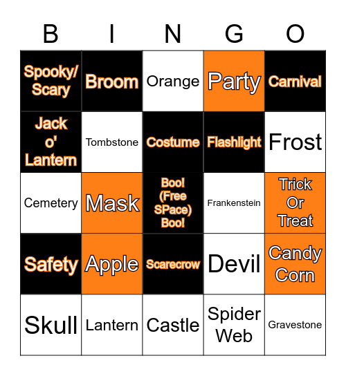 October/Halloween Bingo Card