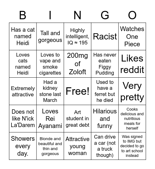 Fig Pudding Bigo Bingo Card