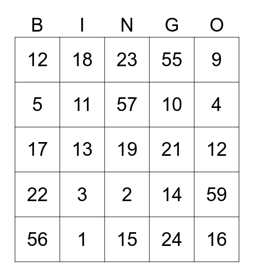 JJ Bingo Card