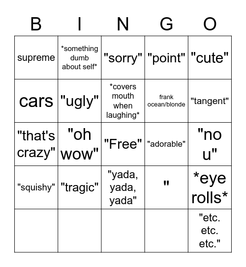 "Pao" Bingo Card