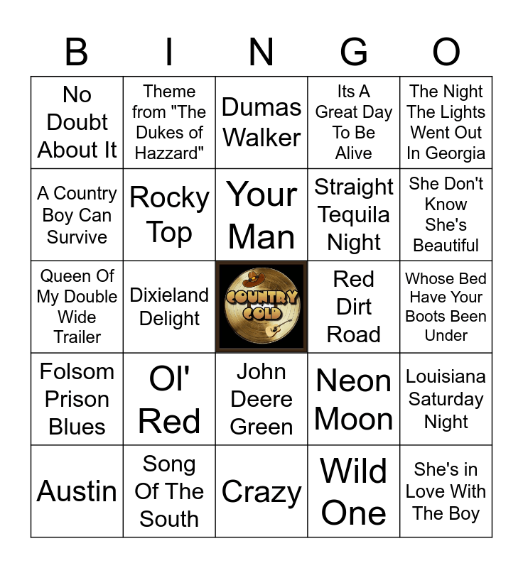 Country Gold Bingo Card