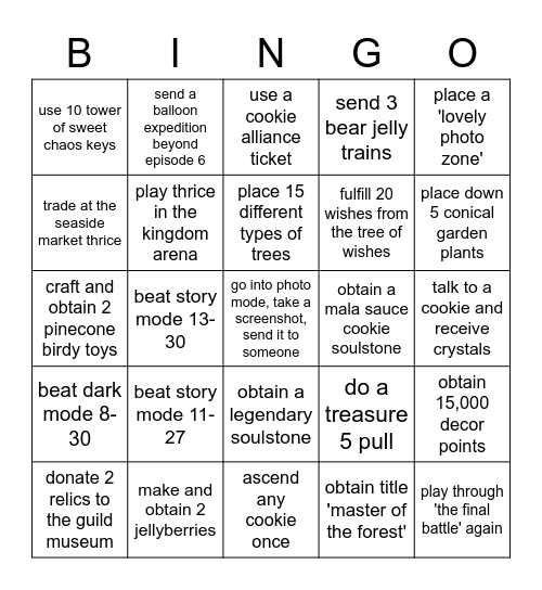 cookie run kingdom!! Bingo Card