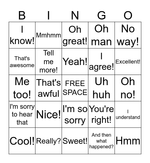 COMMENT BINGO Card