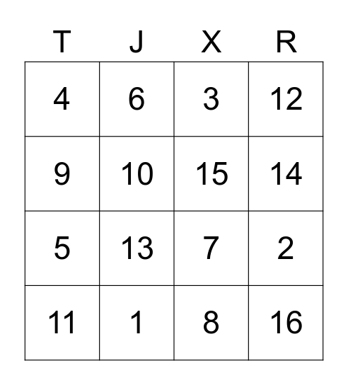 Mega Rewards Bingo Card