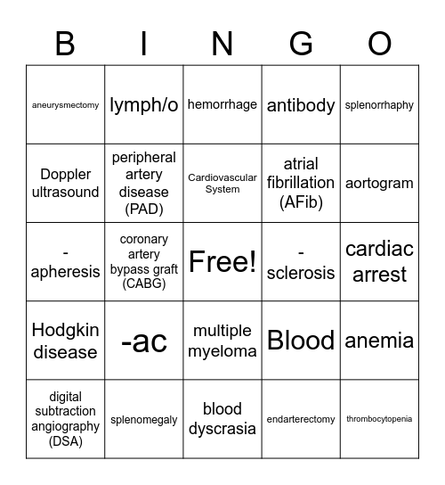 Chapter 10 | Cardiovascular, Immune, Lymphatic Systems, and Blood Bingo ...