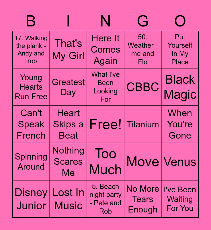 Pink - Kemi Bingo Card
