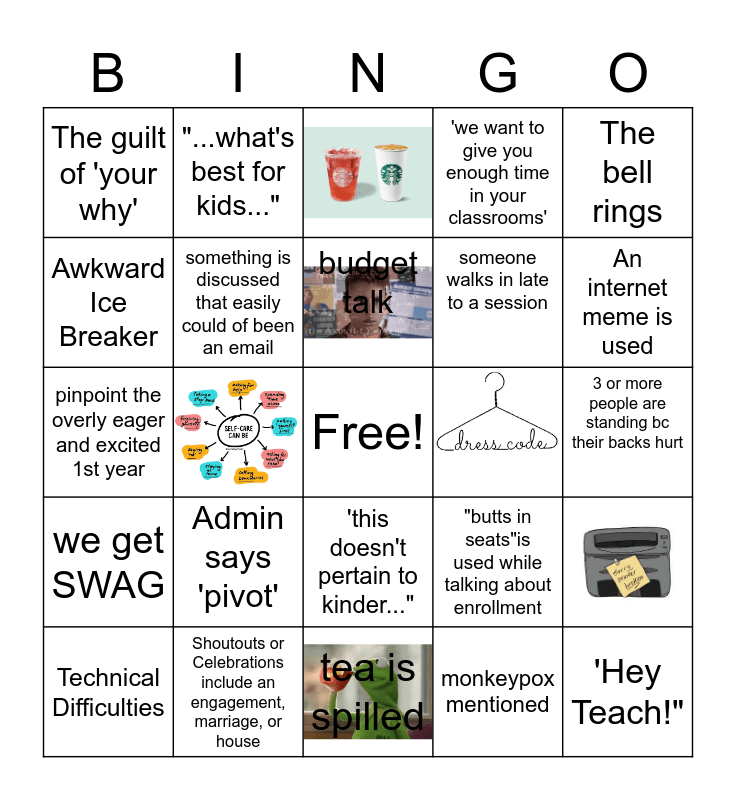 22-23 Professional Development Bingo Card