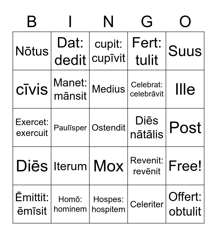 Stage 9 Bingo Card