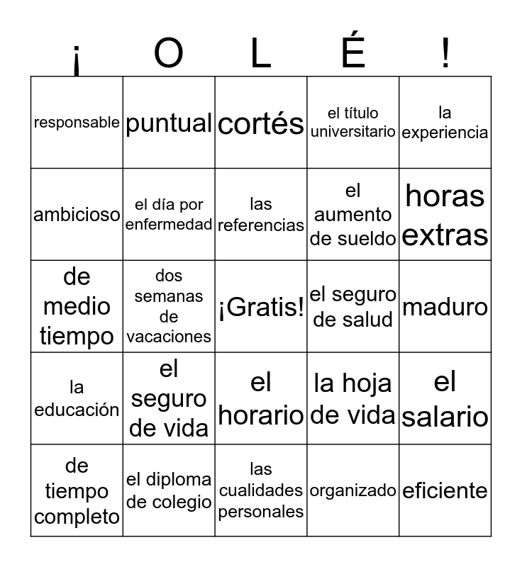 Lago Spanish 4 Unit 1 Lists 5-8 Bingo Card