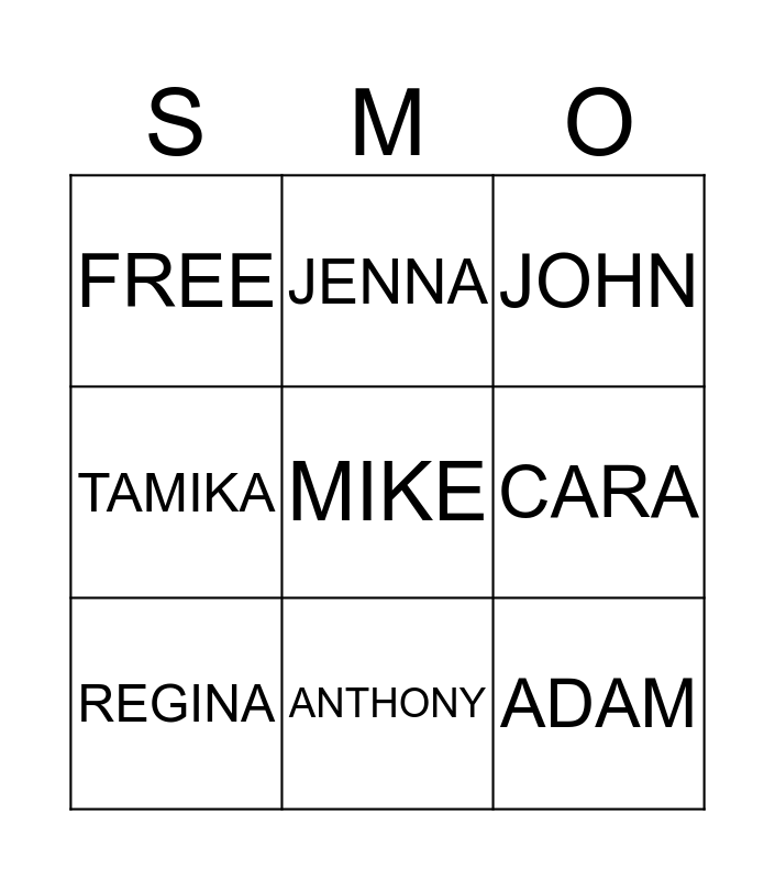 KNOW YOUR SMO Bingo Card