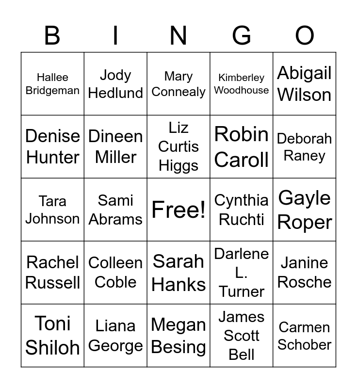 Storyfest Authors Bingo Card