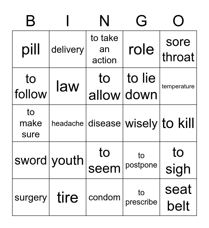 B3 L25 Bingo Card