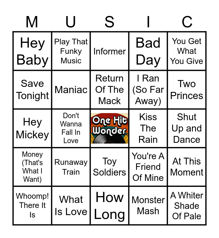 ONE HIT WONDERS Bingo Card