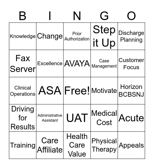 Customer Service Week 2015 Bingo Card