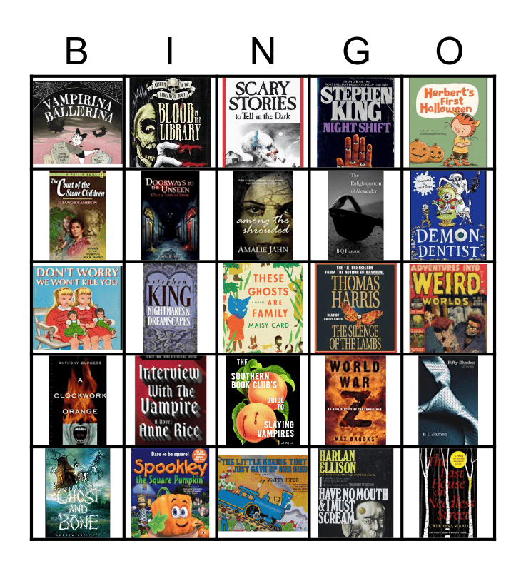 "Scary" Books Bingo Card