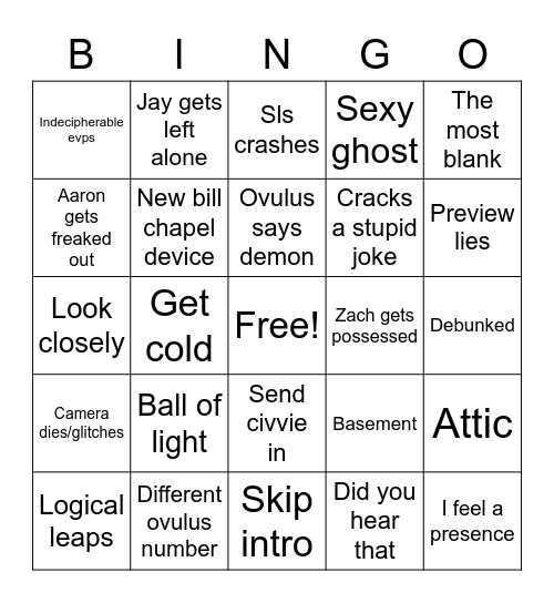 Ghostie boys Bingo Card