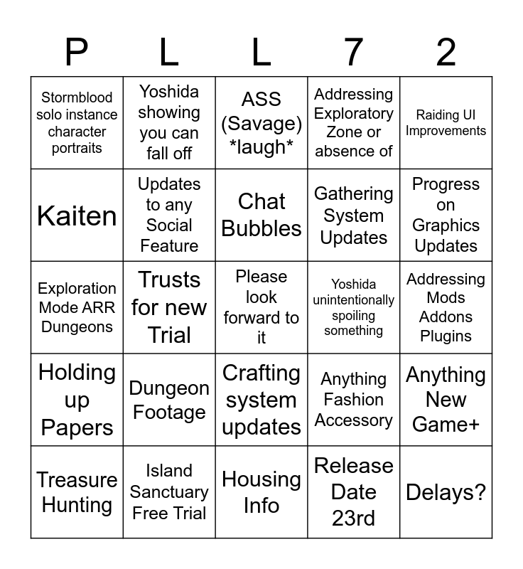 Live Letter 72 Bingo v1.2 Bingo Card