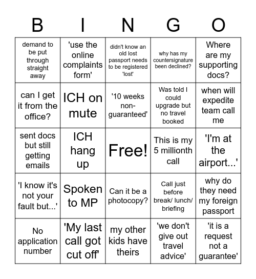 GC Bingo Card
