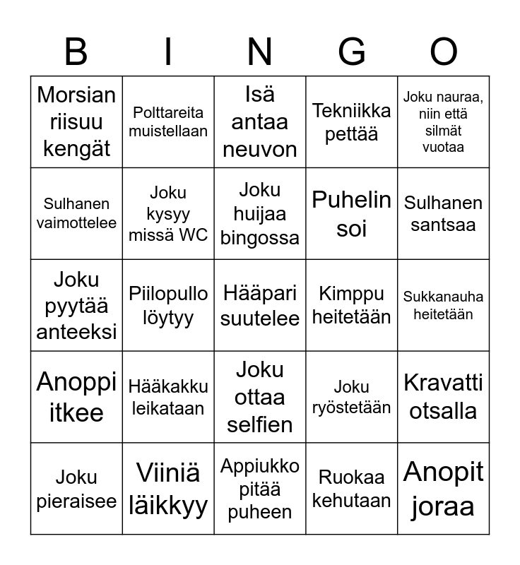 J ja J HÄÄ- Bingo Card