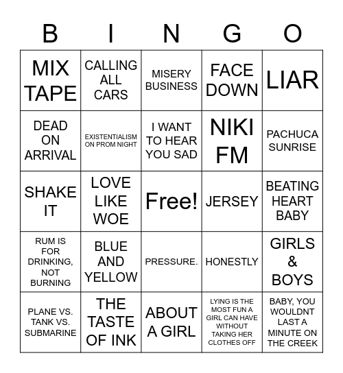 EMO BBS MCR 1 Bingo Card